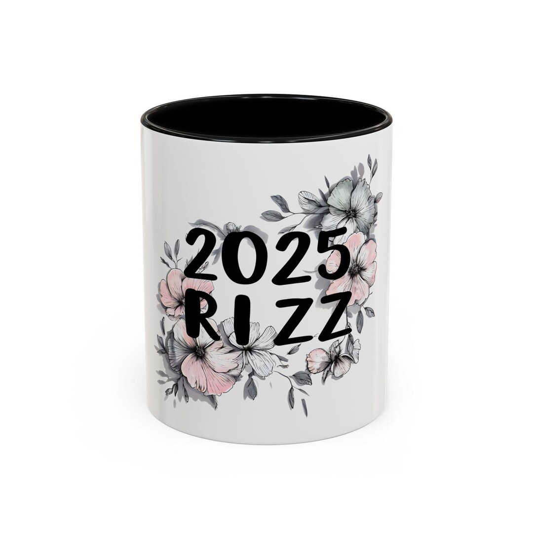 Floral Accent Coffee Mug - 2025 Rizz, Personalized Gift, Home Decor ...