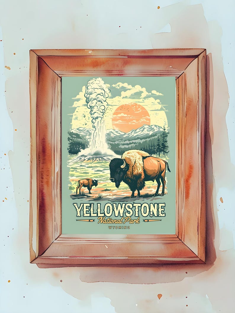 Yellowstone Art, Abstract Art, Digital Print, National Park, Nature ...