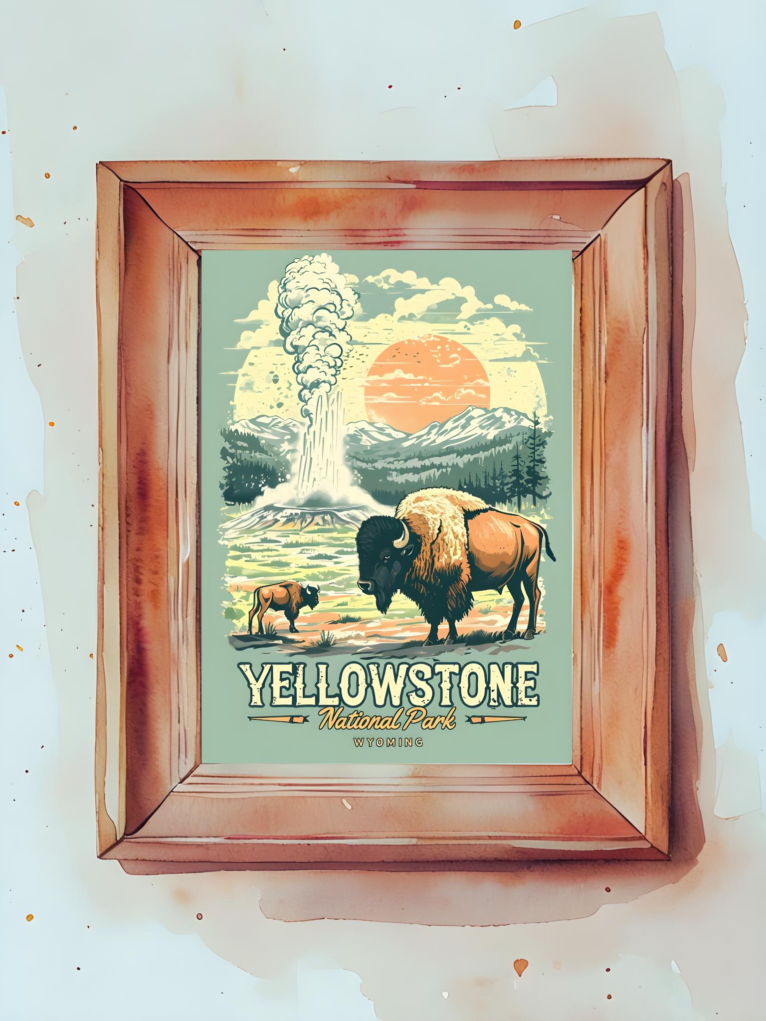 Yellowstone Art, Abstract Art, Digital Print, National Park, Nature ...