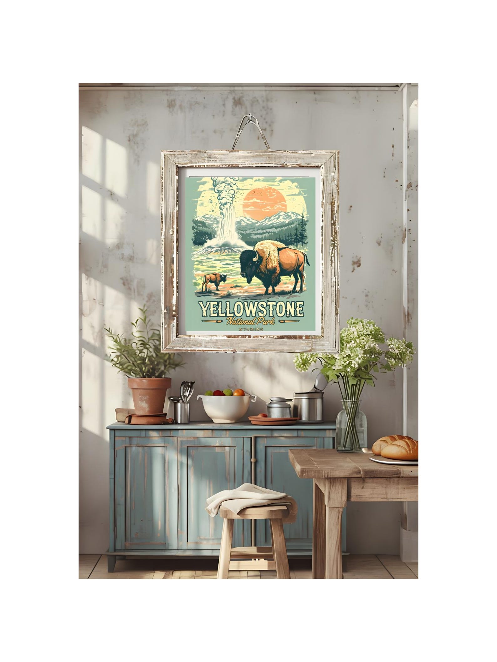 Yellowstone Art, Abstract Art, Digital Print, National Park, Nature ...