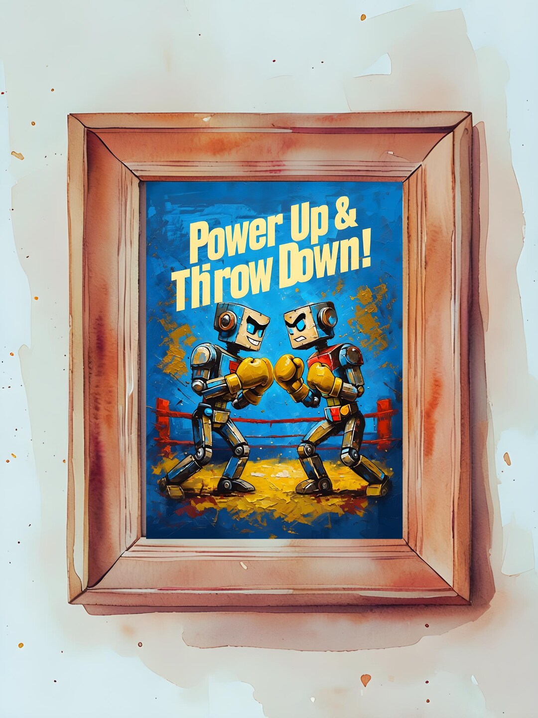 Painted Robots, Boxing Robots, Digital Print, Action Art, Robot Decor ...