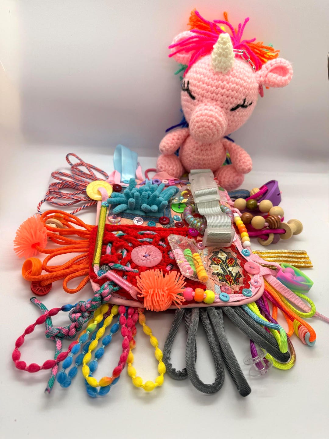 Deluxe Sensory Fidget Mat With Crochet Unicorn Hand Embroidery ...