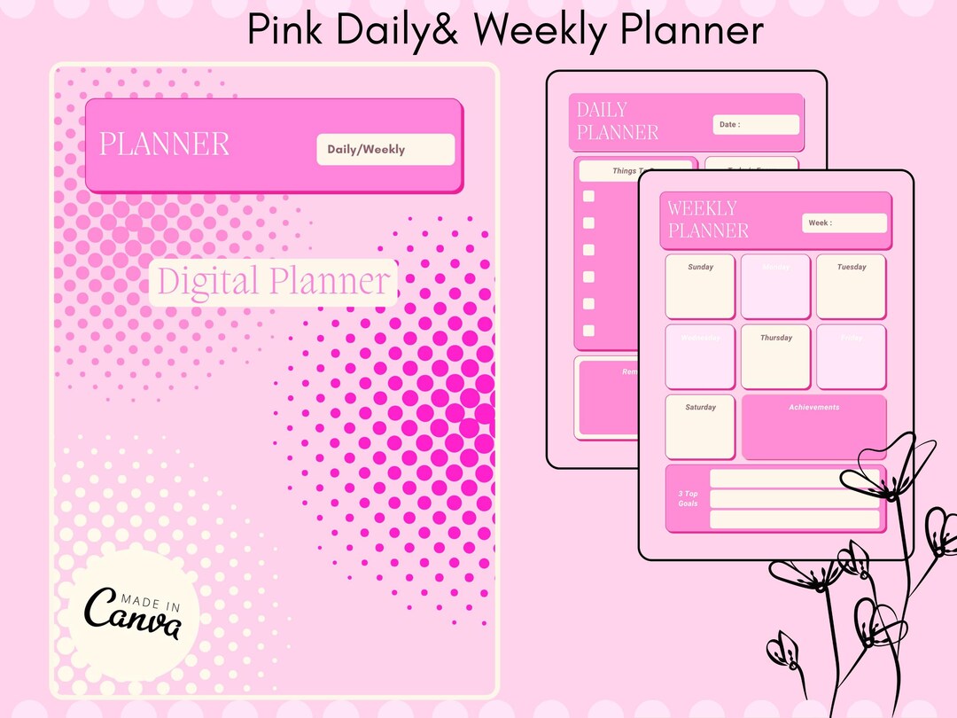 Pink Daily Planner | Organiser - Etsy