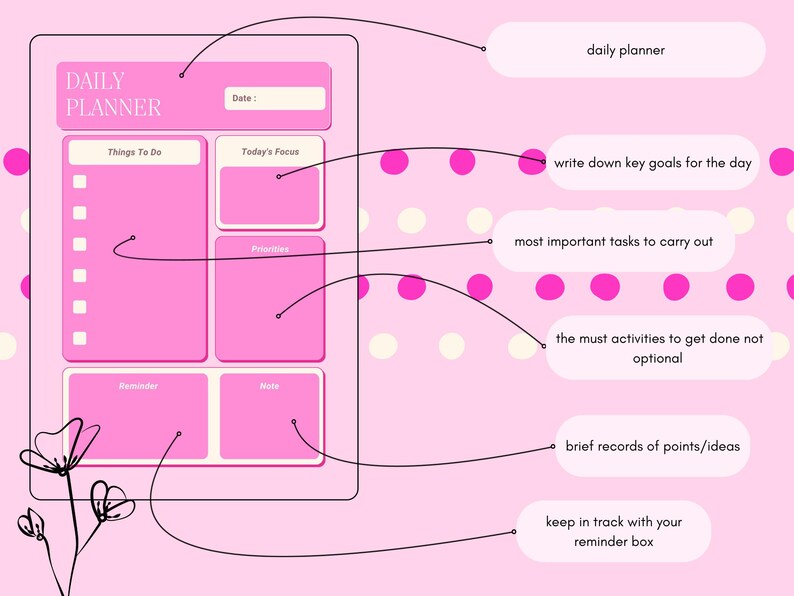 Pink Daily Planner | Organiser - Etsy
