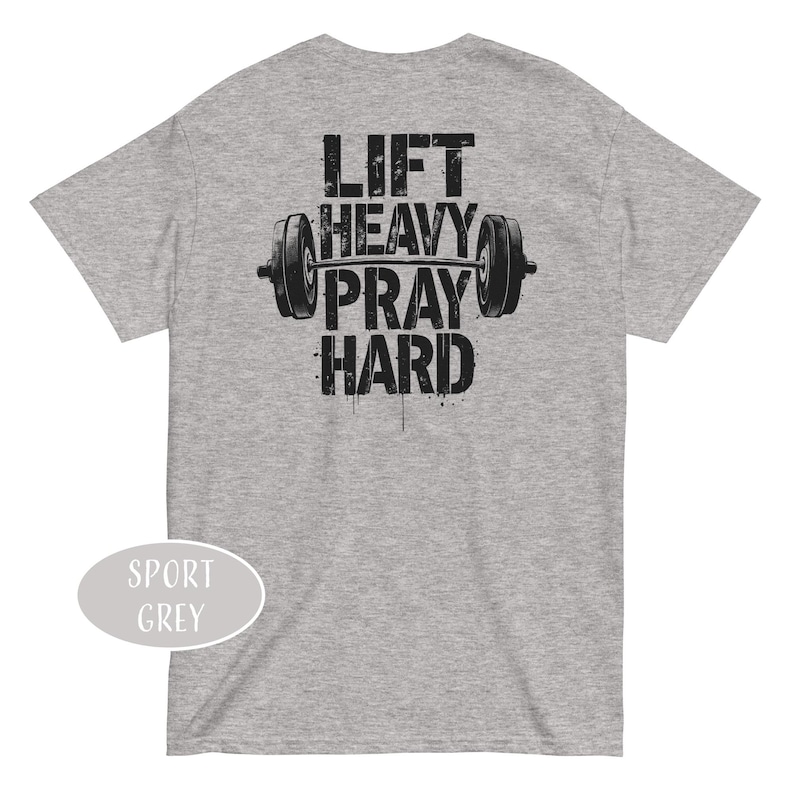 Lift Heavy Pray Hard Shirt Christian Gym Dad Gift Religious Bodybuilder ...