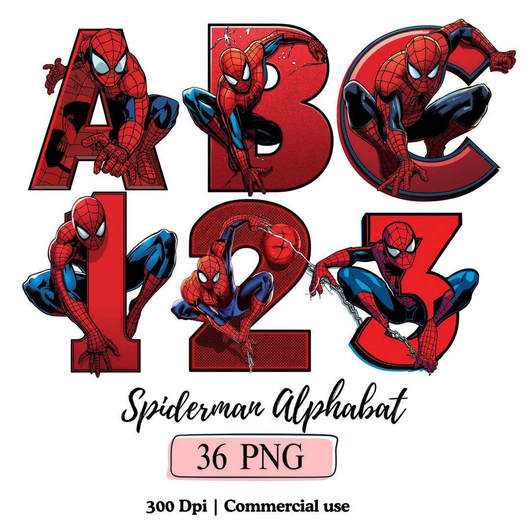 Spidey Birthday Alphabet Numbers PNG Superhero Alphabet Font Spiderman ...