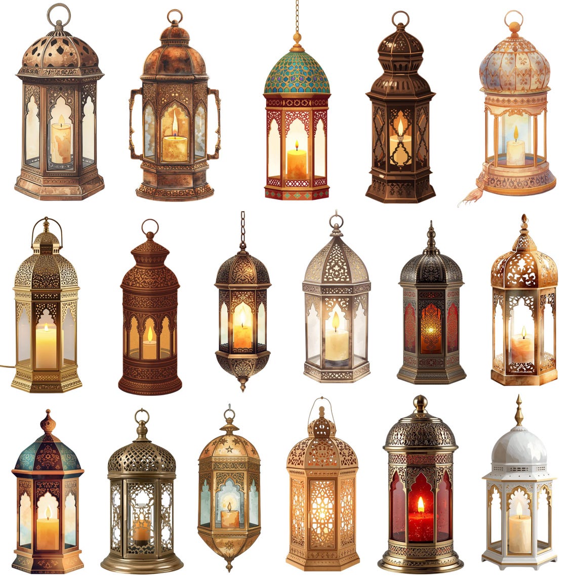 Arabian Lantern Clipart Vintage Moroccan Lantern PNG Bundle Rustic ...
