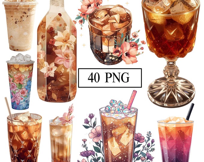Eiskaffee Png, Kaffee Clipart Bundle, Blumen Kaffee Bundle ...