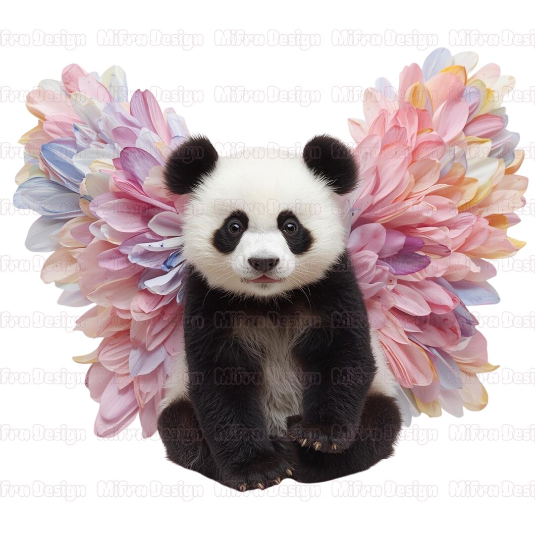 24 Floral Panda Clipart Baby Panda Designs PNG Bundle, Bamboo-eating ...