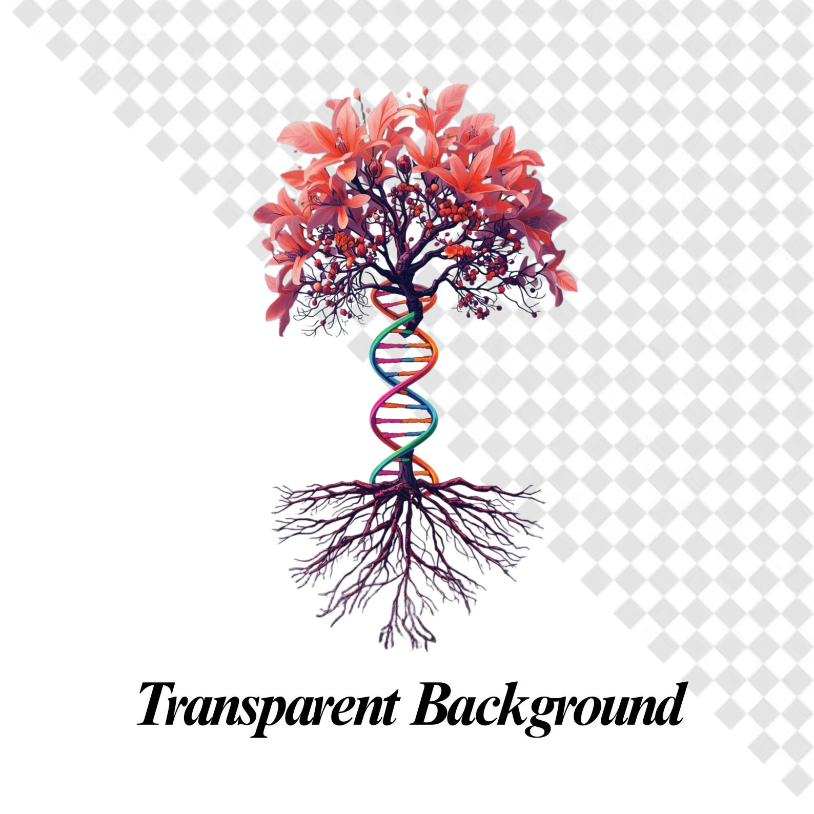 Floral DNA Tree Clipart Genes PNG Bundle Science Graphic Molecule ...