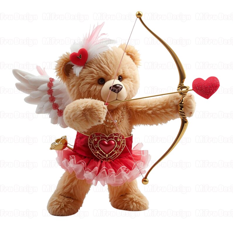 Quirky Teddy Bear Clipart Valentine's Day PNG Bundle, Love Heart Bear ...