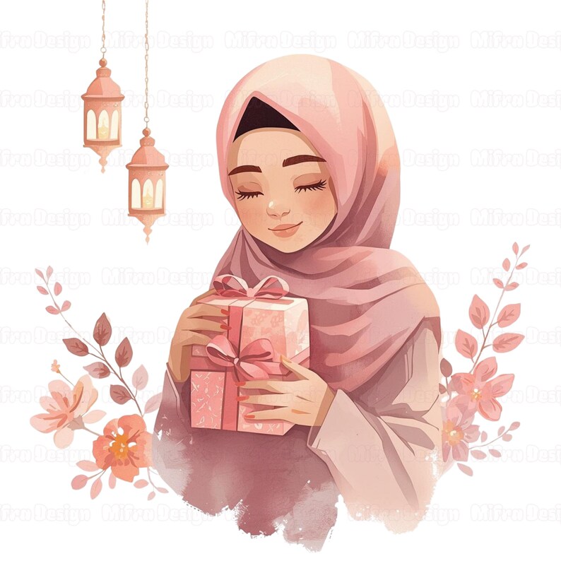 Ramadan Clipart Praying Hijabi Girl Png Set Islamic Illustrations ...