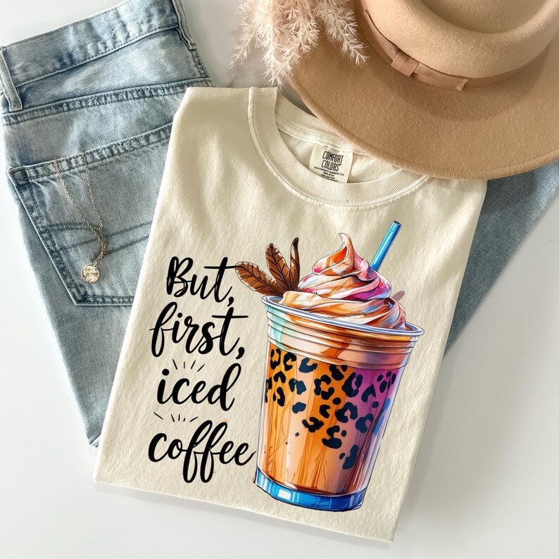 Iced Coffee PNG Bundle, Leopard Floral Print, Cozy Cafe Clipart, Coffee ...