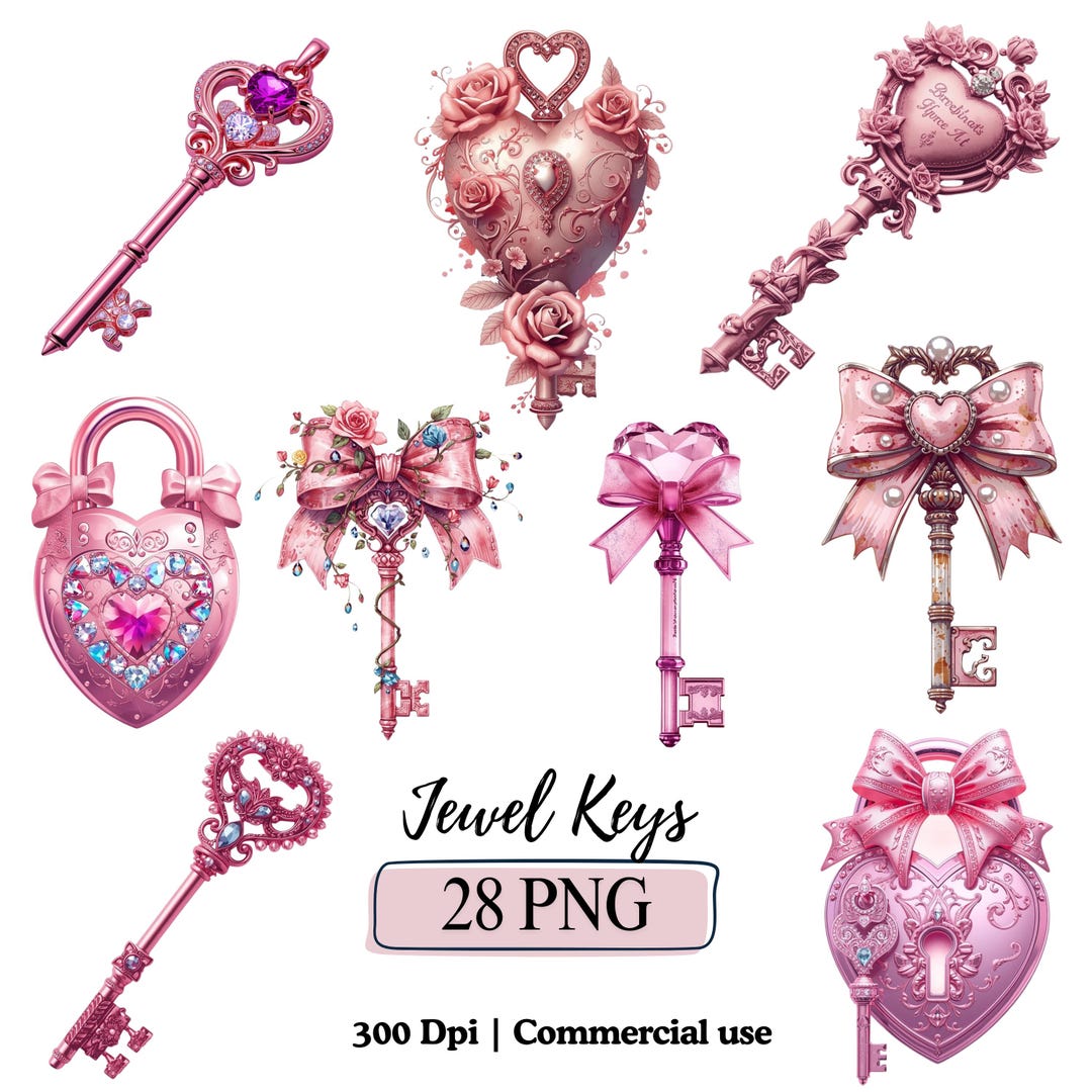 Vintage Keys Clipart Antique Key Png Bundle Watercolor House Floral ...