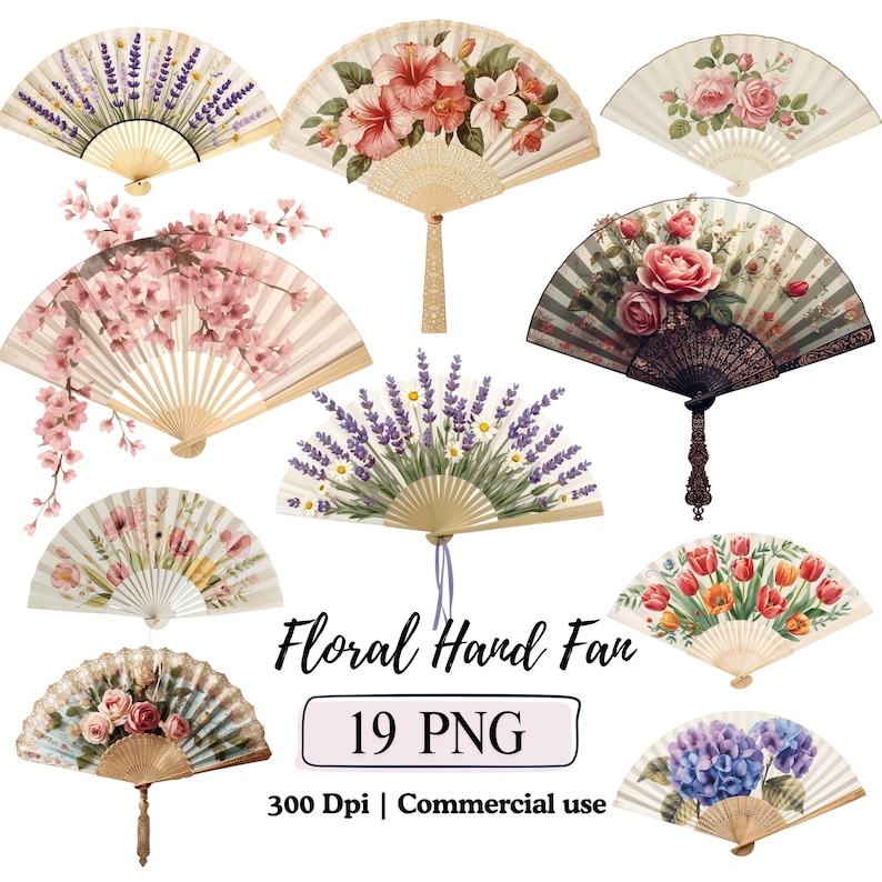 Folding Hand Fan Png Bundle Floral Fan Clipart Set Luxury Vintage Hand ...
