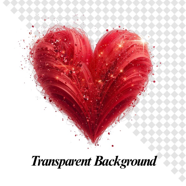 Red Hearts PNG Valentine's Day Clipart, Whimsical Glitter Heart PNG ...