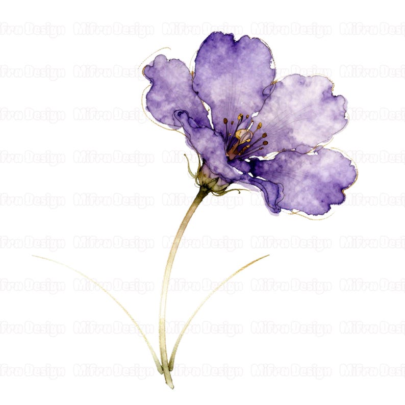 37 Abstract Purple Flowers Clipart Watercolor Dried Flowers PNG Bundle ...