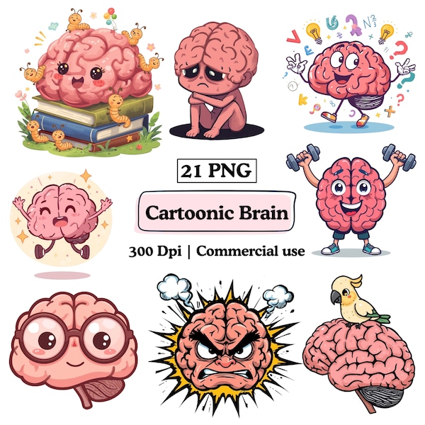 Brain Drawing Cute - Etsy UK