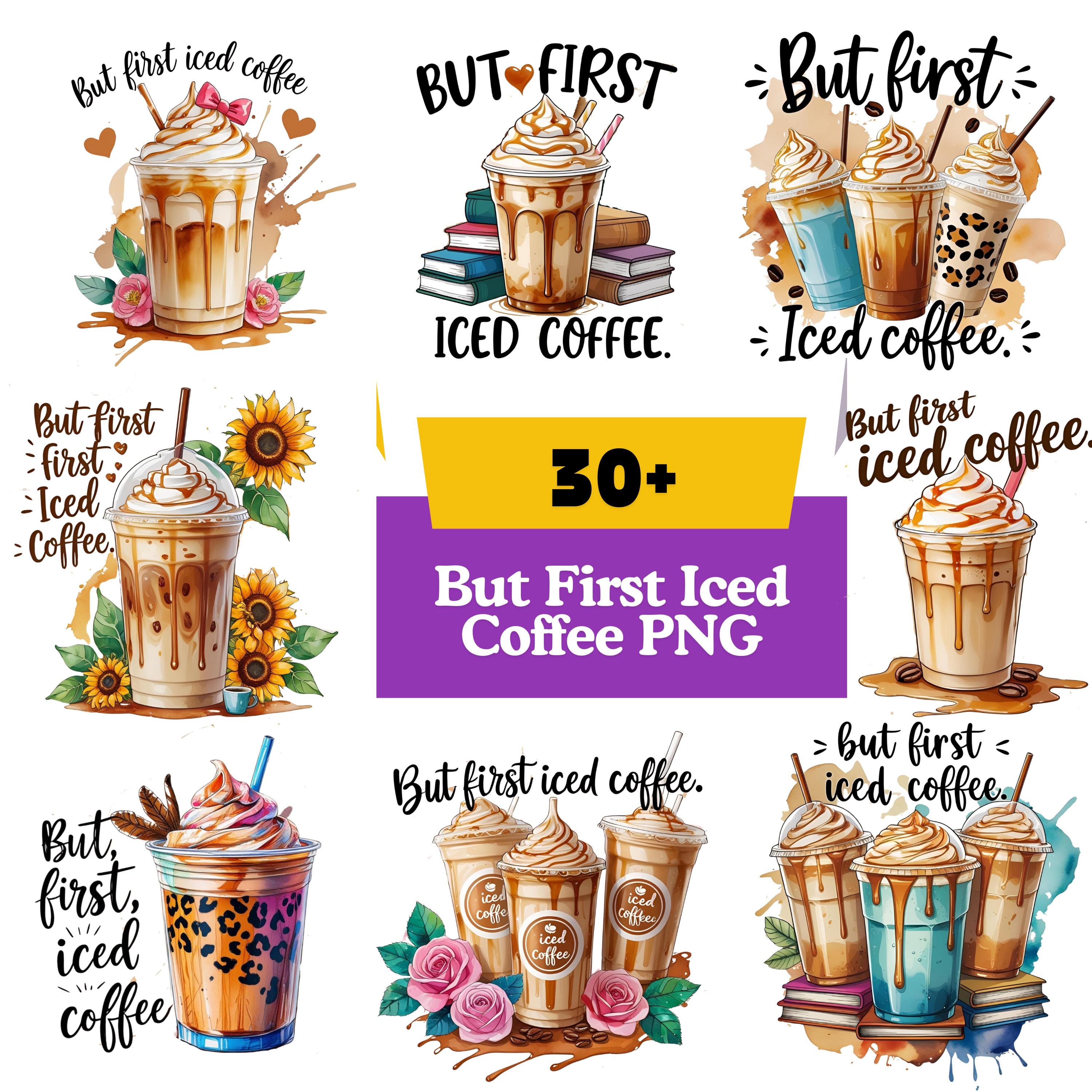 Iced Coffee PNG Bundle, Leopard Floral Print, Cozy Cafe Clipart, Coffee ...