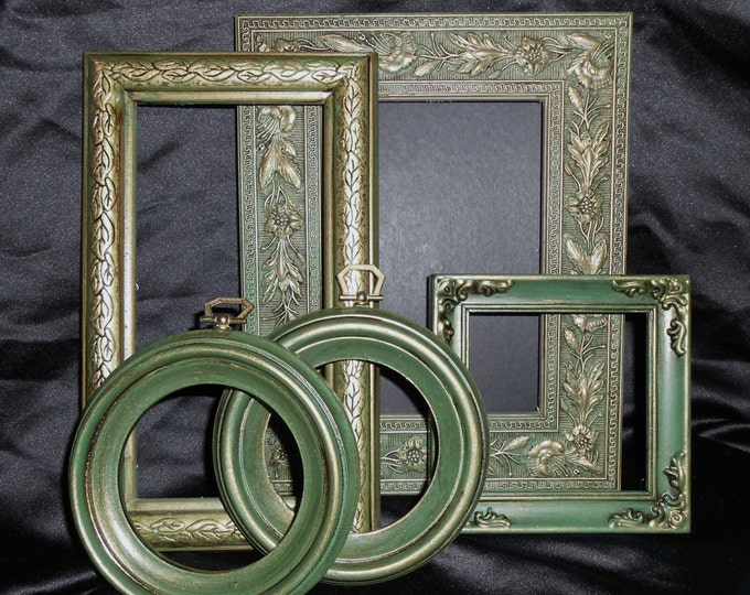 Emerald Green and Gold Frames, Set of 5 - Etsy