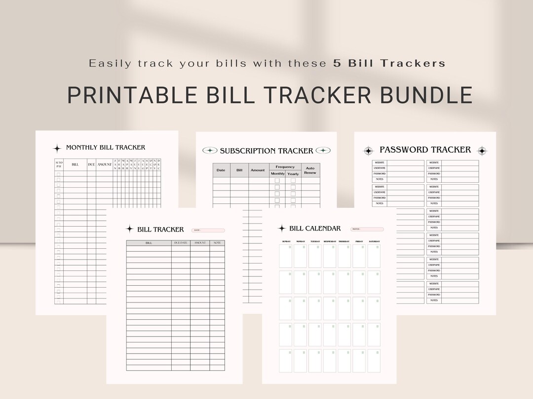 Bill Pay Organizer. Bill Payment Log. Printable Bill Tracker Bundle ...