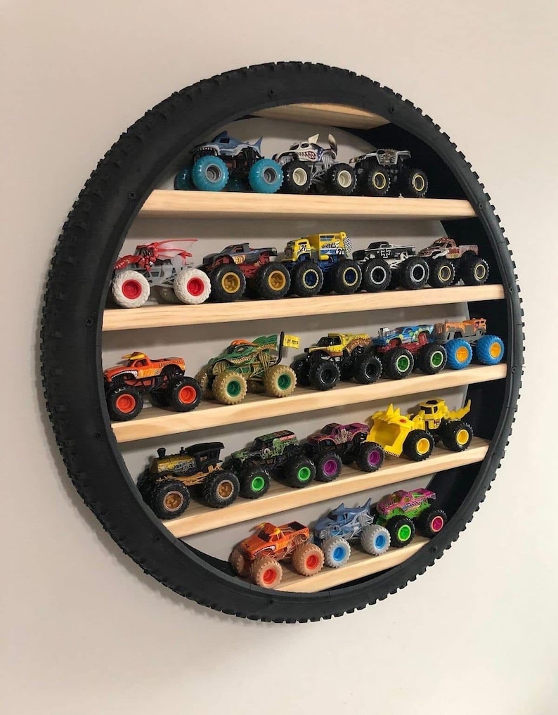 LED Tire Car Display Shelf: Kids Room Decor, Hot Wheels Storage - Etsy