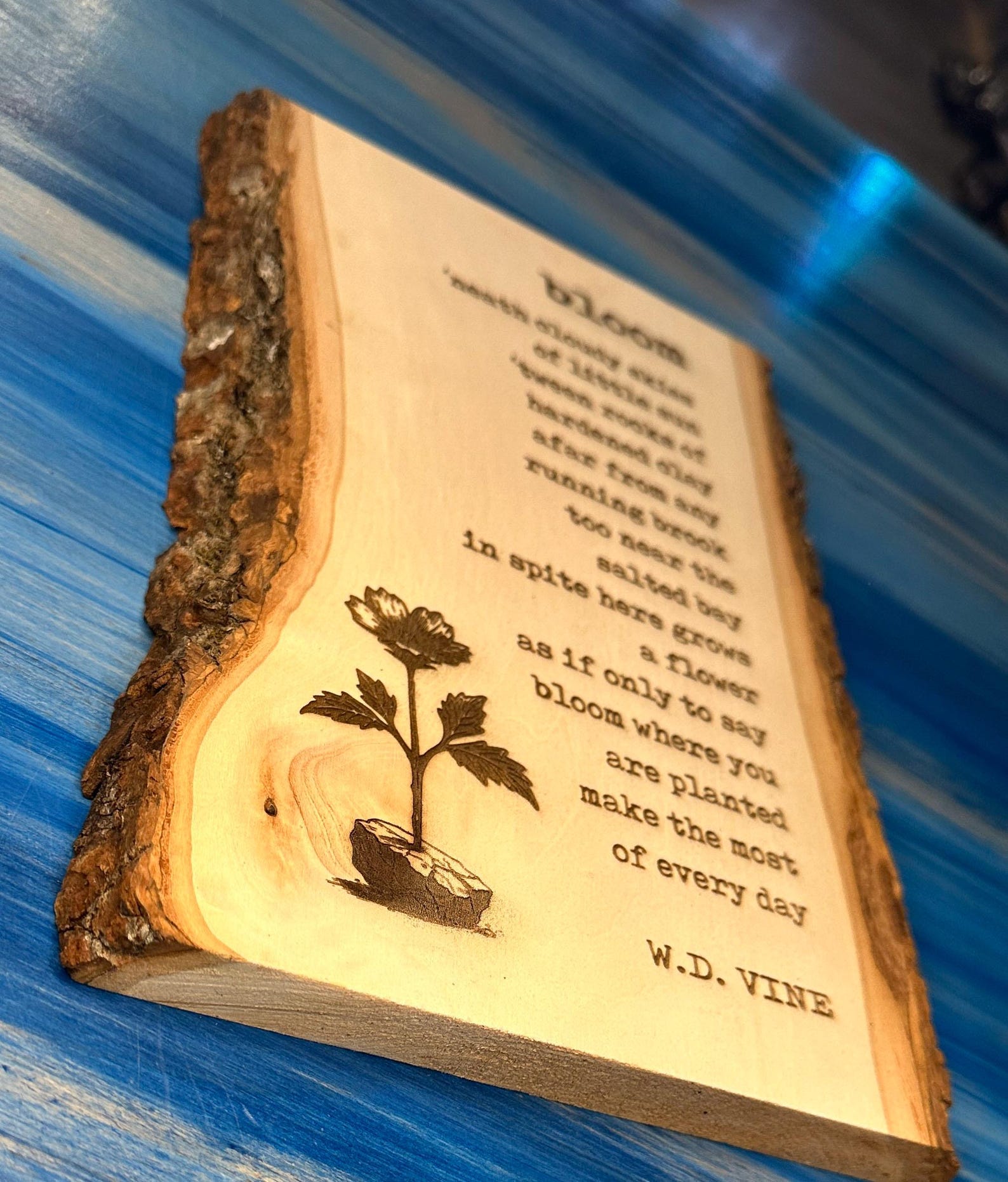 Bloom - Laser Engraved Poem on Wood - Etsy
