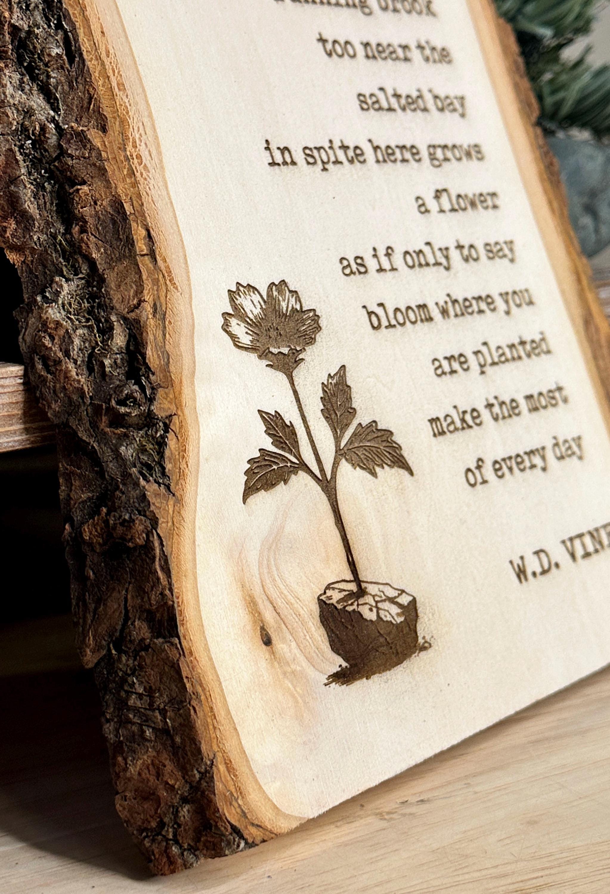 Bloom - Laser Engraved Poem on Wood - Etsy
