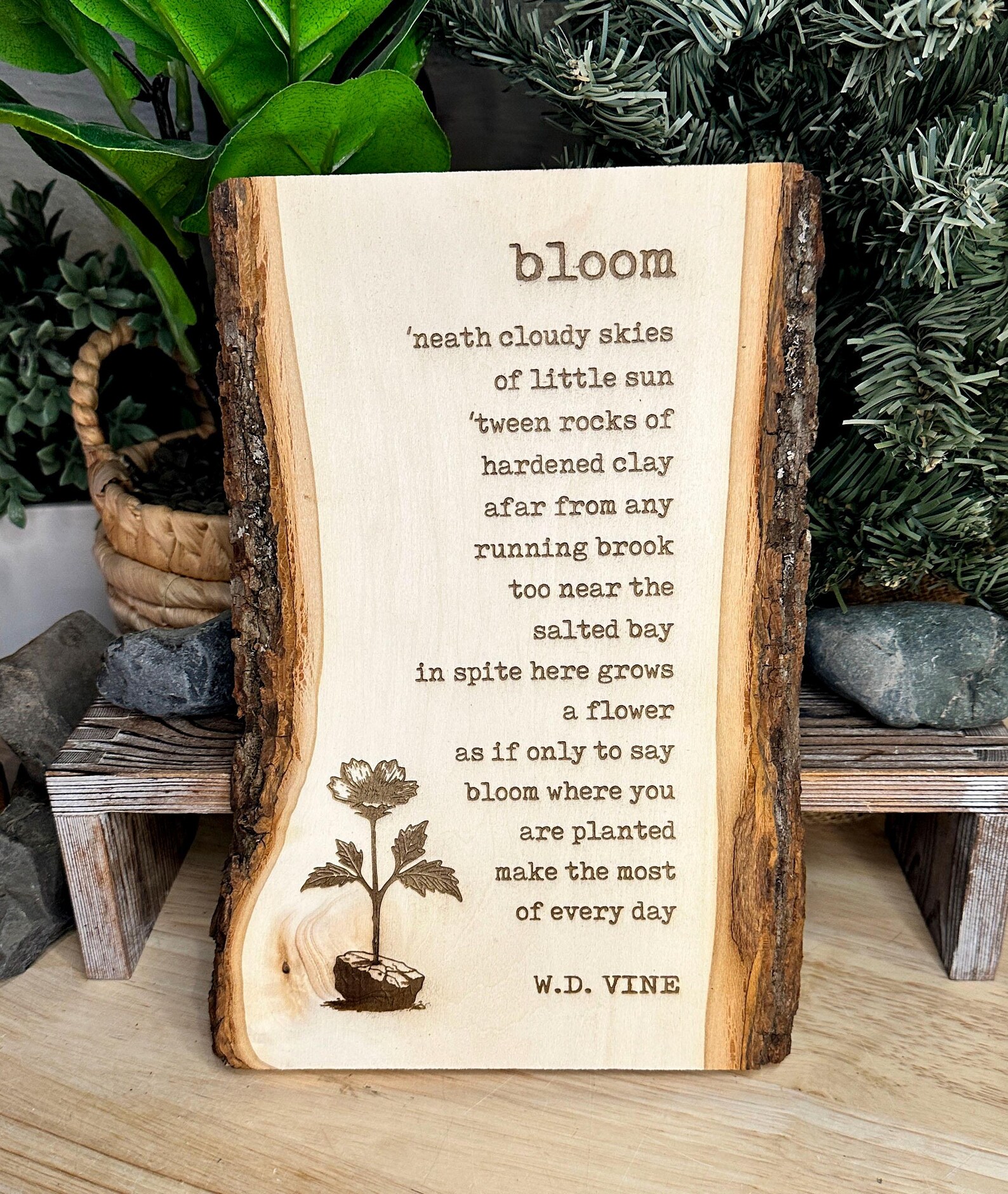 Bloom - Laser Engraved Poem on Wood - Etsy