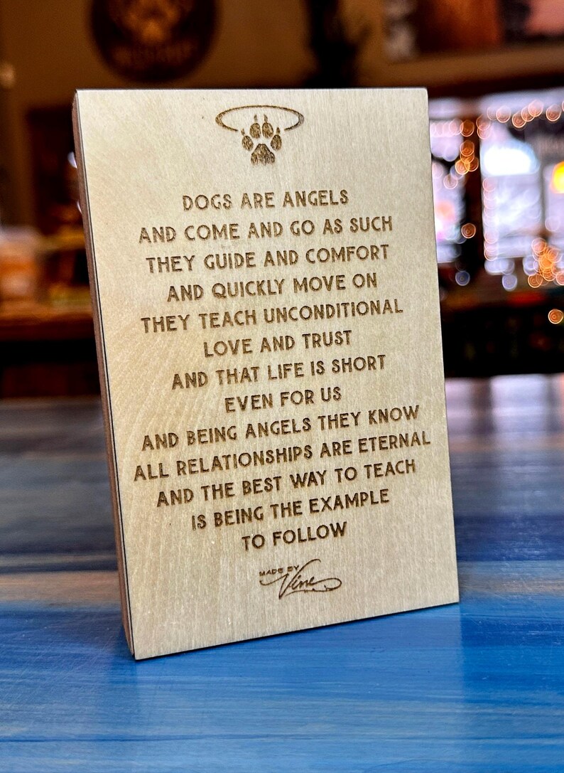 Dogs Are Angels Poem on Engraved Wood Block - Etsy