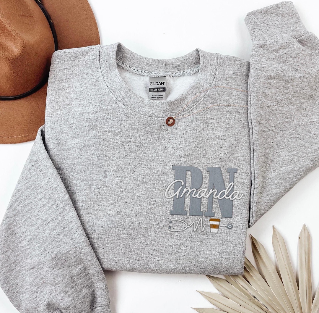 Custom RN Embroidered Sweatshirt, Personalized Nurse Graduation Gift ...