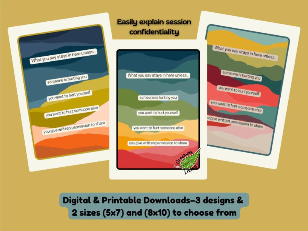 Therapist Office Confidentiality Prints – 3 Modern Designs | Counseling ...