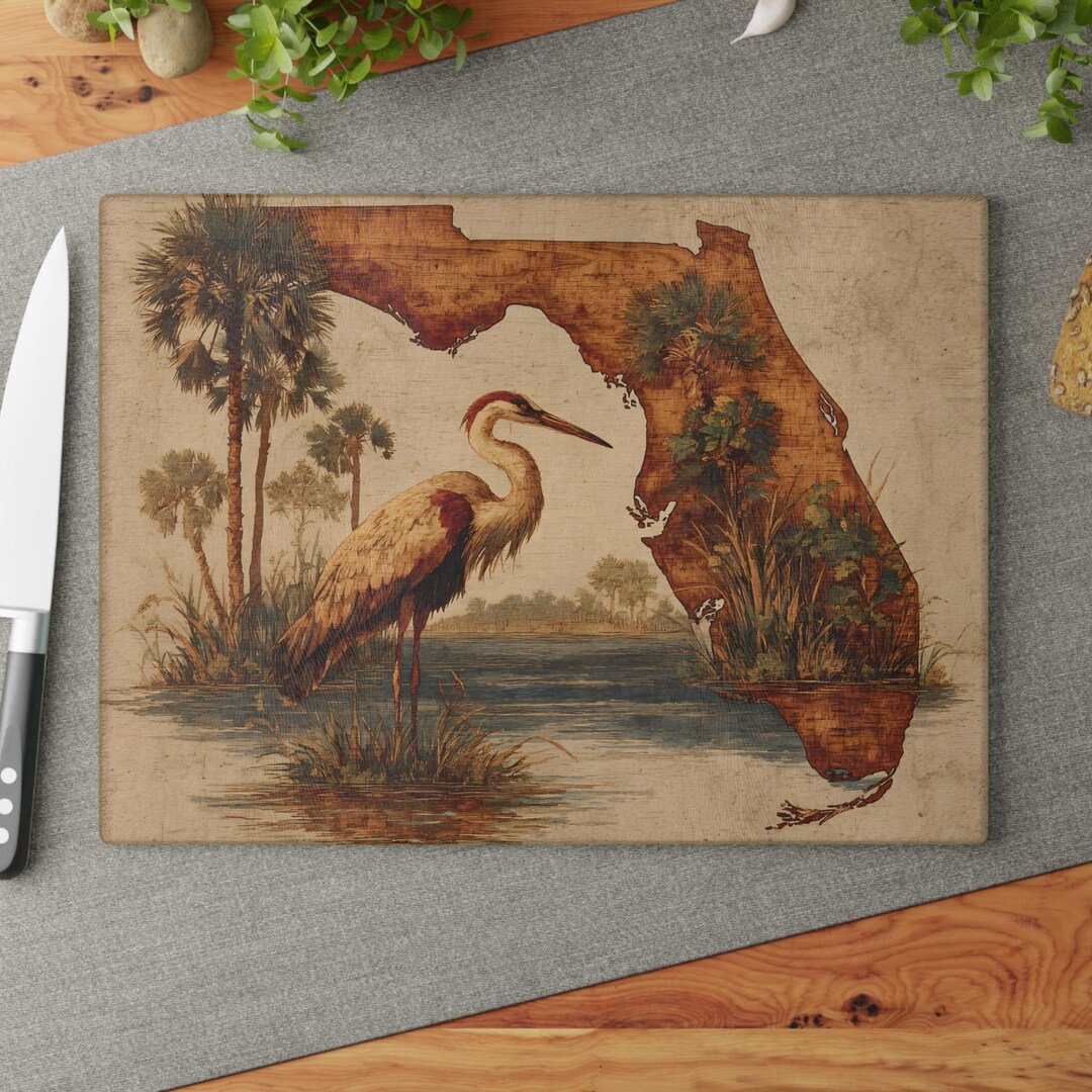 Florida State Glass Cutting Board, Decorative FL Keys Memento ...