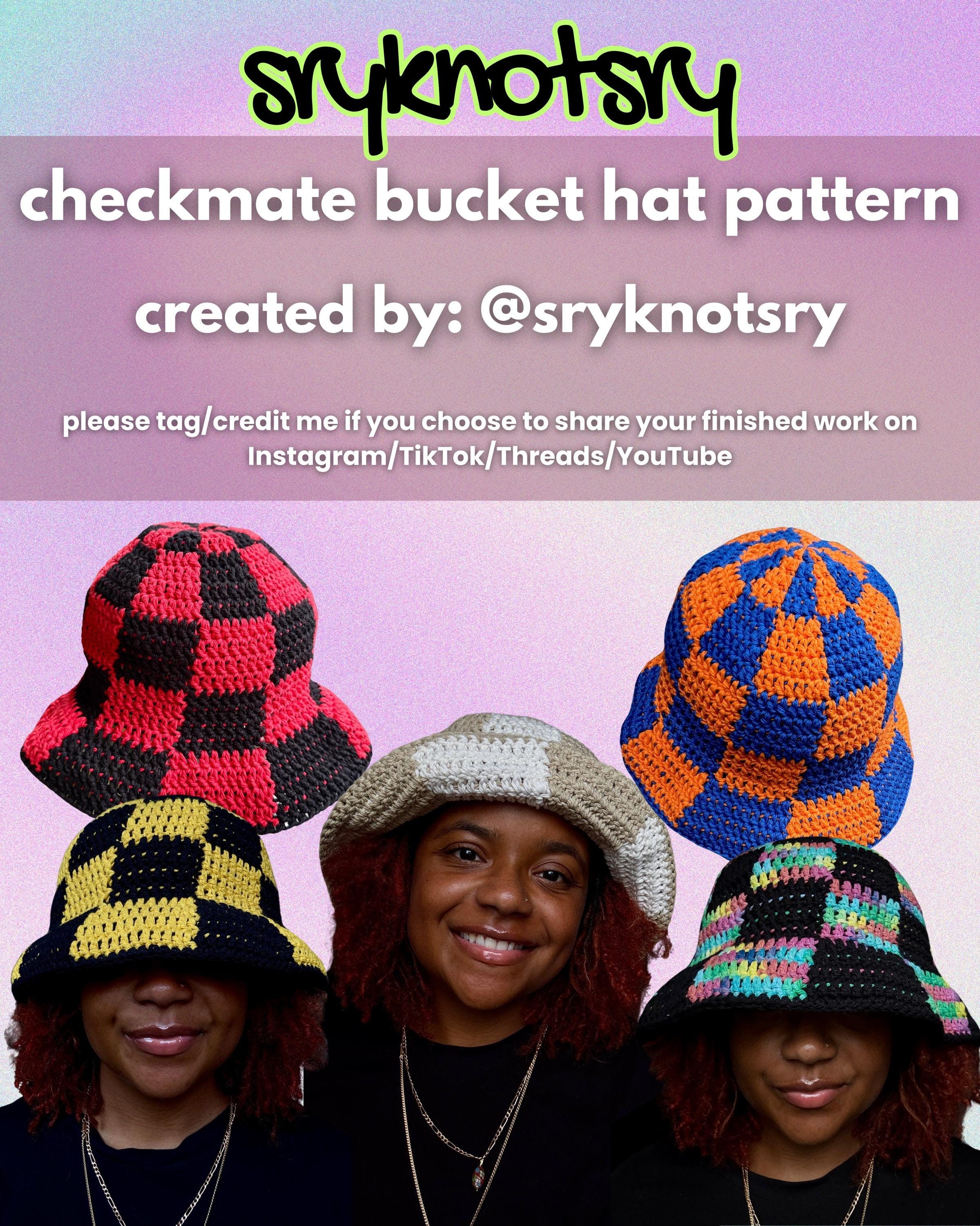 Checkmate Bucket Hat Crochet Pattern – PDF Digital Download, Checkered ...