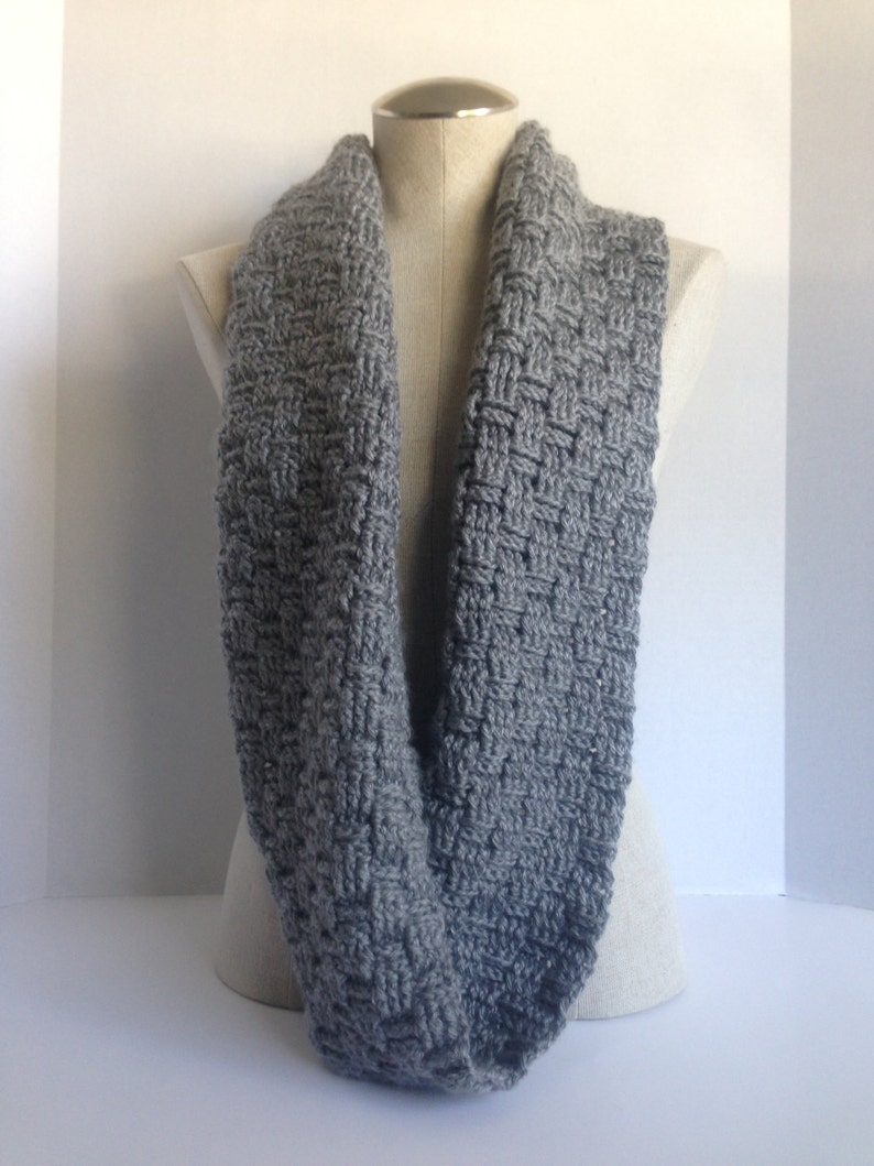 Handmade Crochet Infinity Scarf Women Heather Grey Scarf - Crochet Grey ...