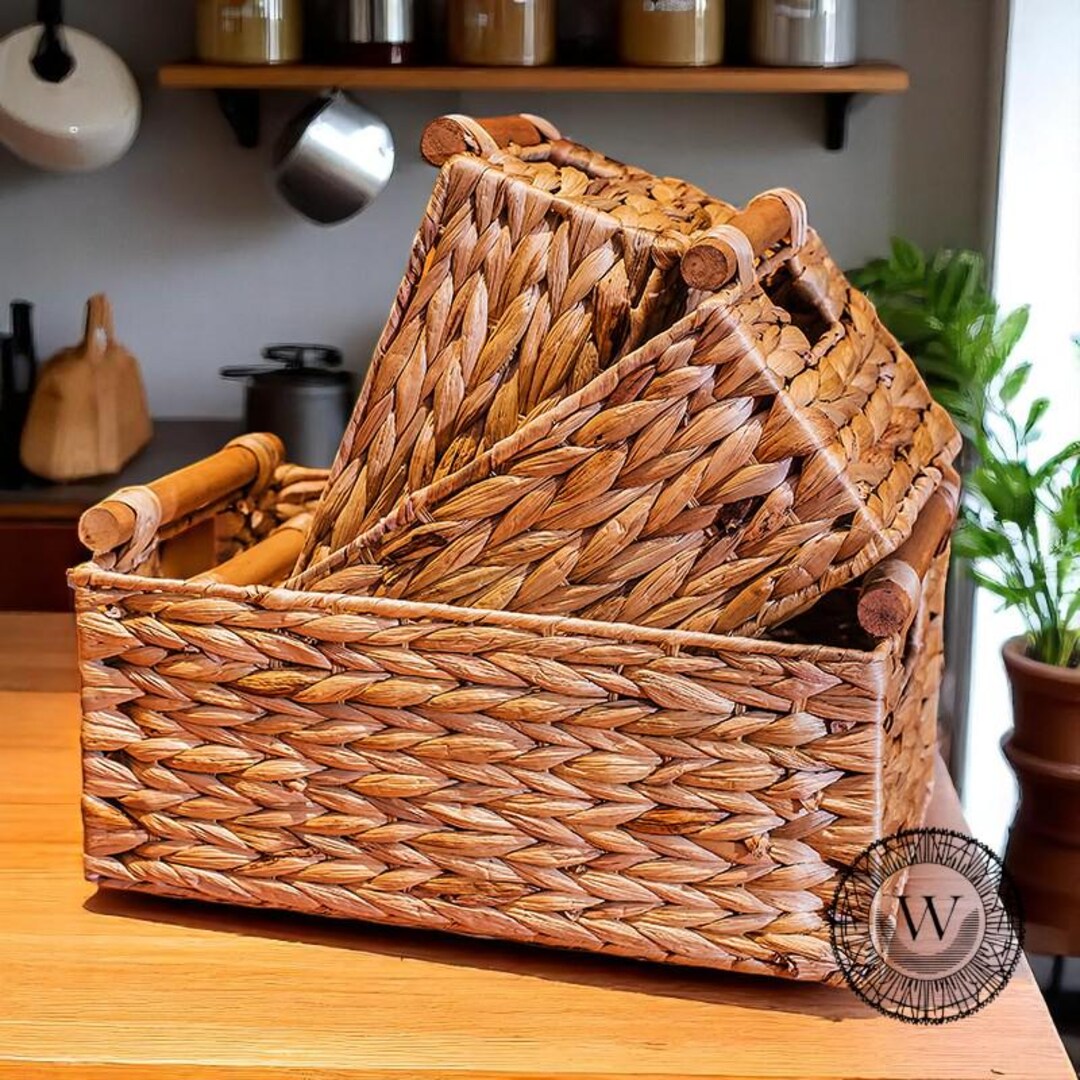 Handmade Woven Wicker Storage Box: Minimalist Picnic Basket - Etsy