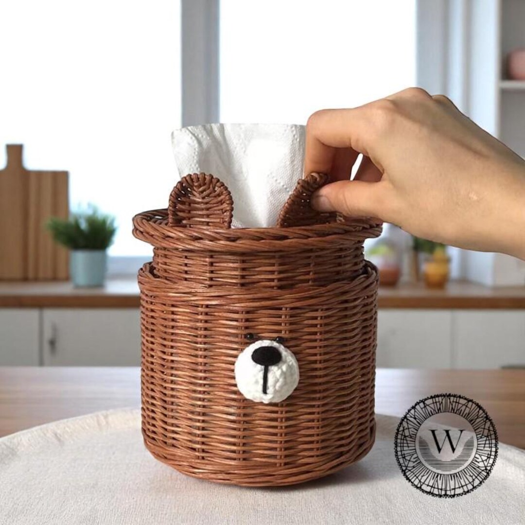 Handwoven Rattan Bear Tissue Box, Kid's Room Decor - Etsy