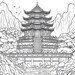 Printable Lucky Chinese Landmarks Coloring Pages | Feng Shui Inspired ...
