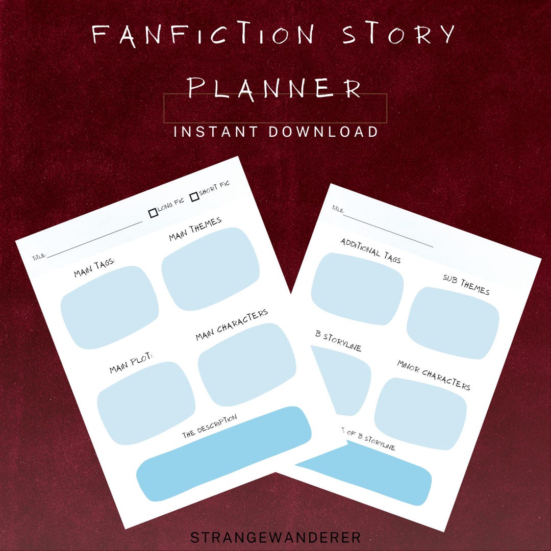 Fanfiction Story Planner Overview | Printable Fictional Novel Planner ...