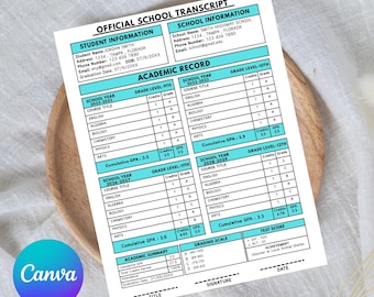 Official High School Transcript-editable PDF - Etsy
