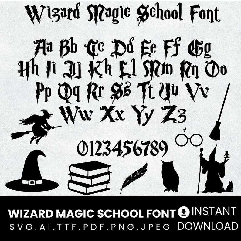 Cartoon Font Svg,wizard TTF Fonts,cartoon Alphabet Font Bundle,canva Digital File,magic Wizard ...