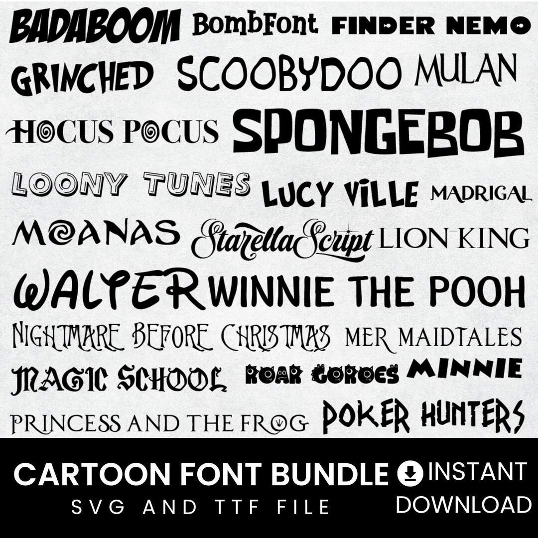 Cartoon Font Svg,disney TTF Fonts,cartoon Alphabet Fonts Bundle,frozen ...