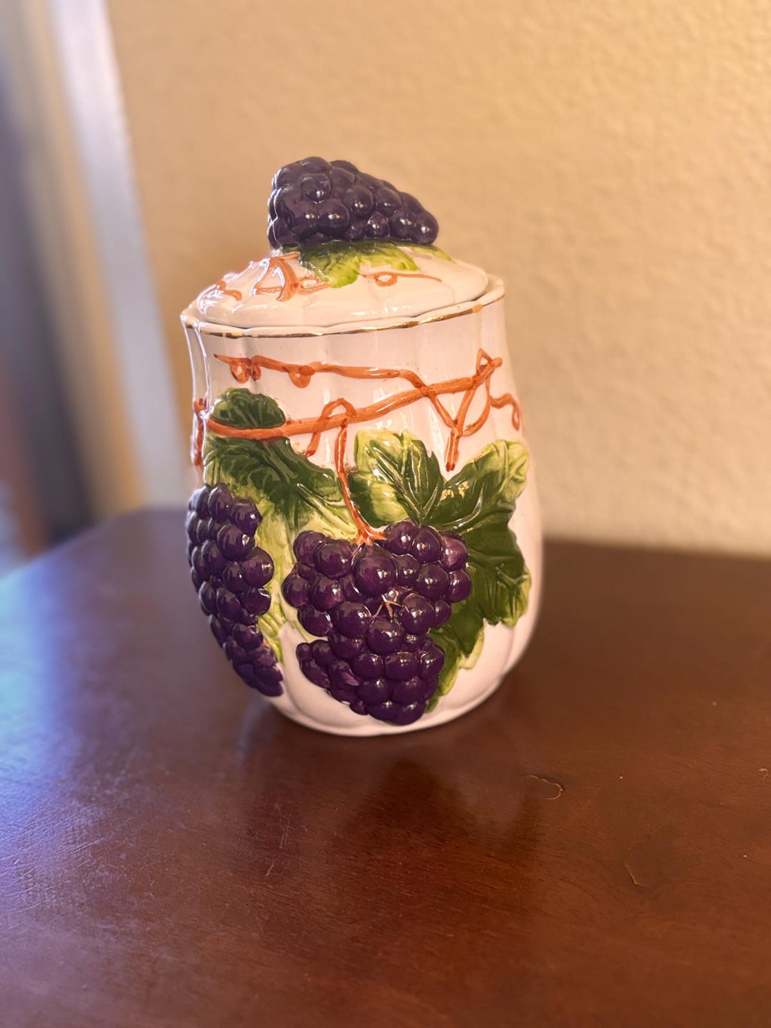 Hand Painted Grape Canister - Etsy