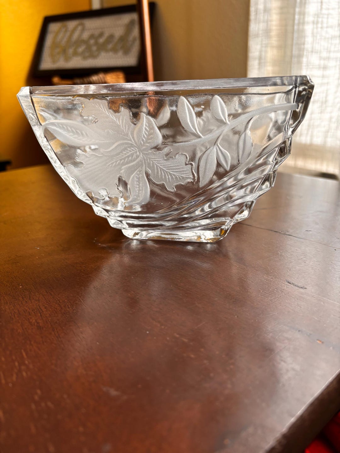 Lead Crystal Rectangle Flower Bowl - Etsy