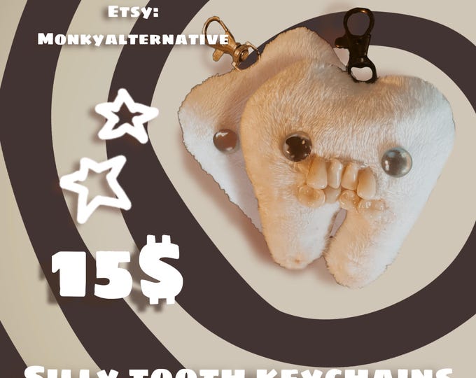 Tooth With Teeth Keychain Incisors Premolar Molar Charm Stress Toy Bag ...