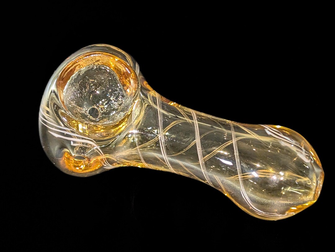 3 Inch Glass Pipes, Tobacco Unique Golden Glass Pipes, Hand Blown Bowl ...