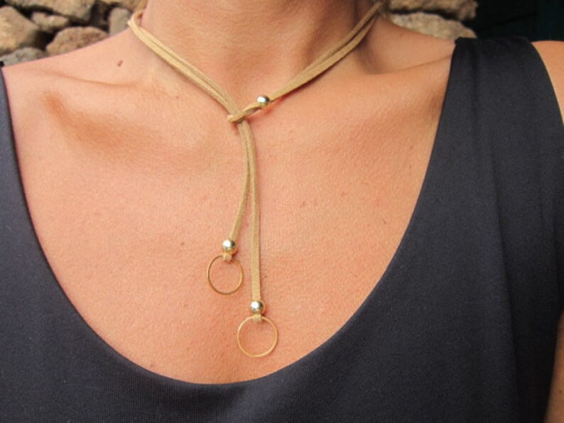 Simple Gold Ring Necklace Y Lariat Necklace Gold Necklaces - Etsy