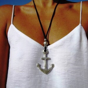 Anchor Pendant, Leather Necklaces for Women, Long Pendant Necklace ...