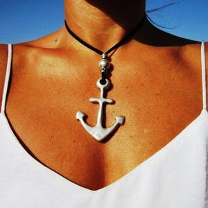 Anchor Pendant, Leather Necklaces for Women, Long Pendant Necklace ...