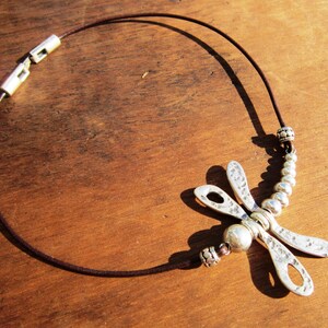 Statement Pendant Charm Dragonfly Necklace • Silver Beaded Necklaces ...